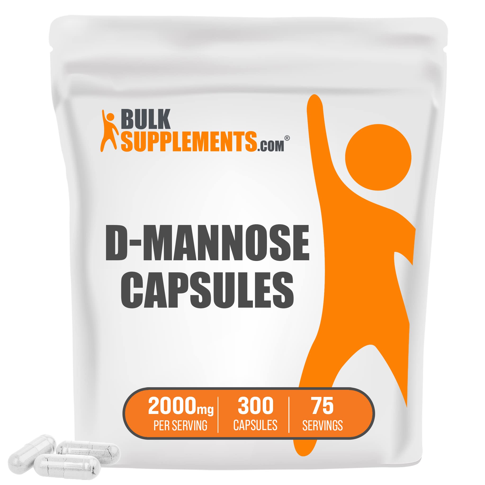 BulkSupplements.com D-Mannose Capsules - D-Mannose Supplement for Urinary Tract Support - Unflavored, Soy Free - 4 Capsules per Serving - 75-Day Supply (300 Capsules)