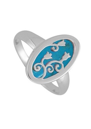Boma Jewelry Sterling Silver Turquoise Flower Ring, Size 5