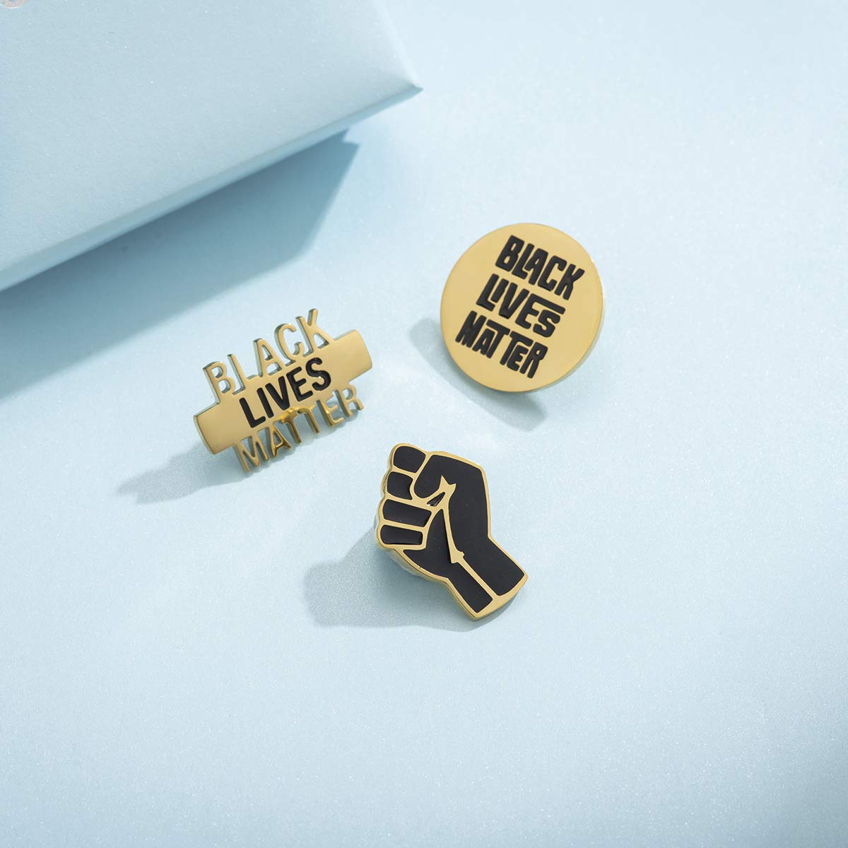 Black Lives Matter Pins-Black Raised Fist Lapel Pin-BLM Pin-Black Power Pin (SN0016-3pcs(style5))