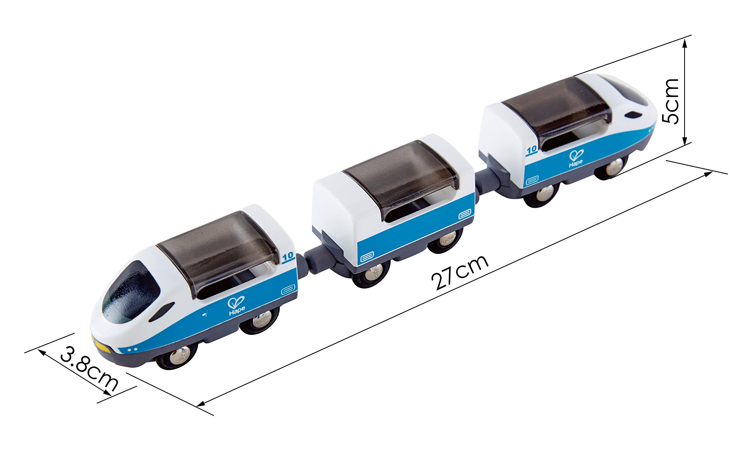 Hape E3728 Intercity Train Toy, Kids Train Toy Set with Accessories, 3 x Open/Close Magnetic Carriages, Passenger and Driver Figurines Included, Multicolor, 10.63" x 1.5" x 1.97", 7 Pack