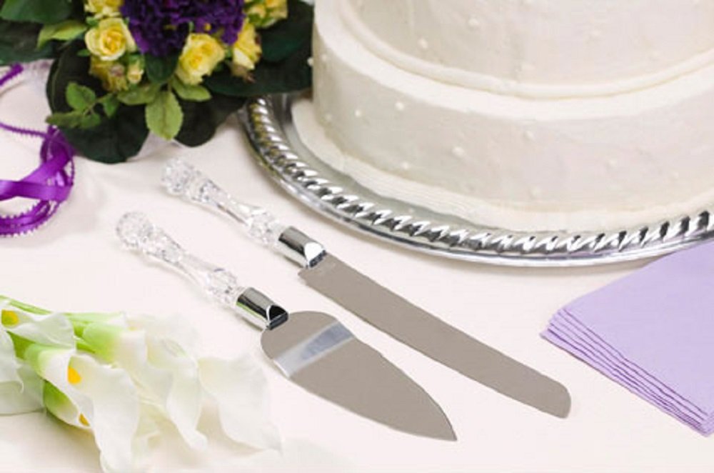 Darice 35745, Knife and Server Set, Faux Crystal