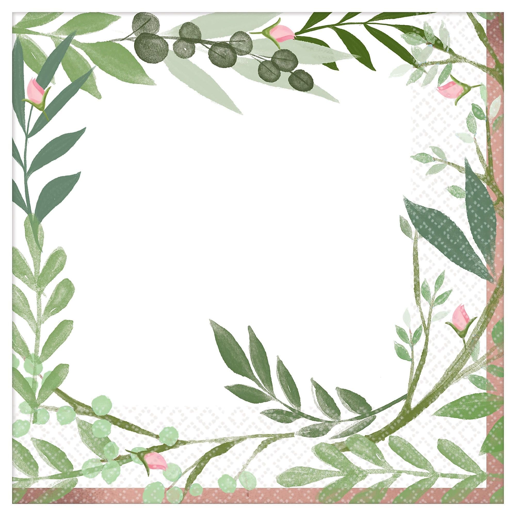 Multicolor Love And Leaves Luncheon Napkins - 6.5" x 6.5" (16 Count) - Soft & Absorbent, Premium Quality & Adorable Design - Ideal For Themed Celebrations