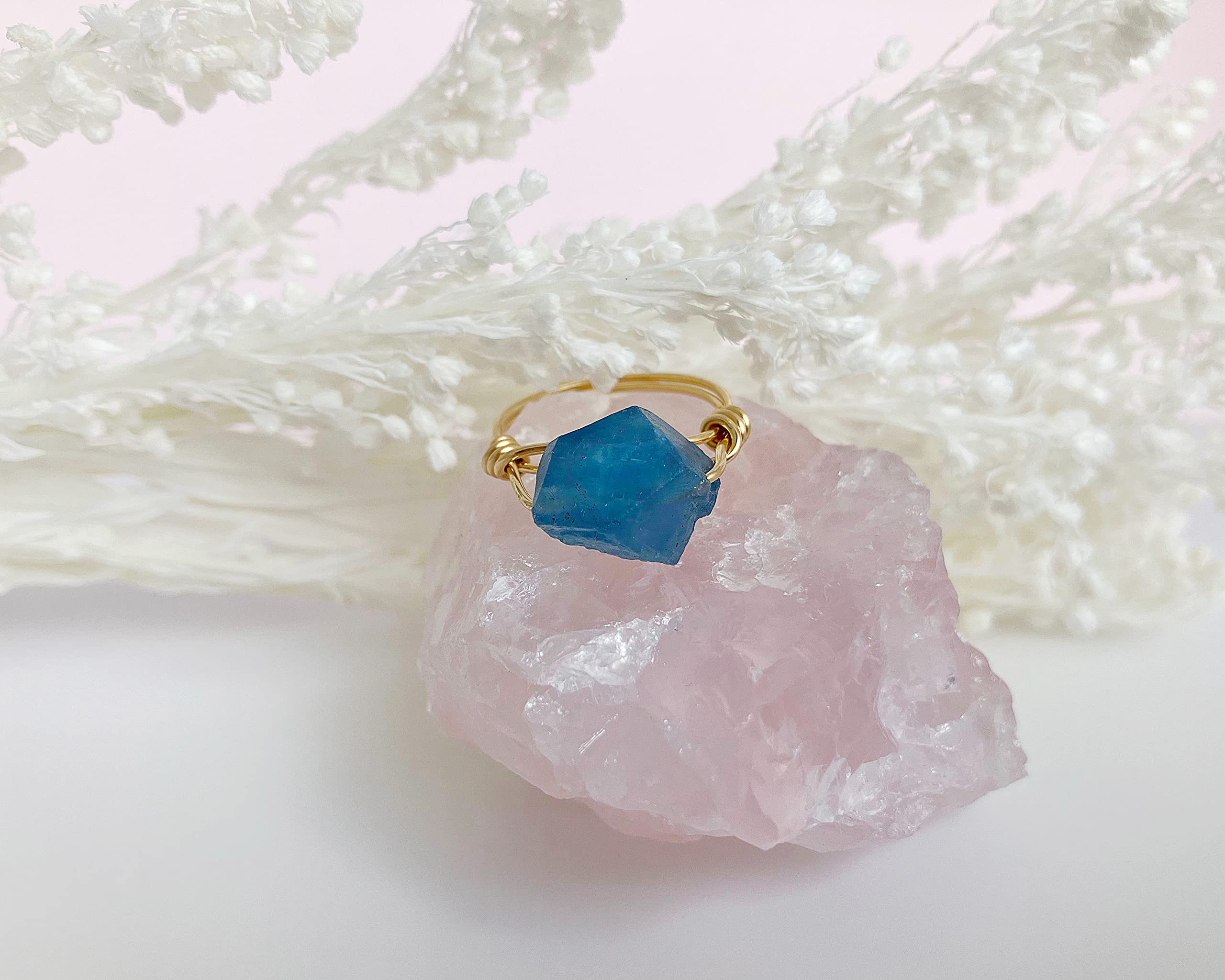 Raw Aquamarine Gemstone Ring, Irregular Shaped Stone Ring, Sterling Silver 14K Gold-Filled 14K Rose Gold-Filled Band, Wire Wrapped Band, March Birthstone, Custom Size, Jewelry Inspirations
