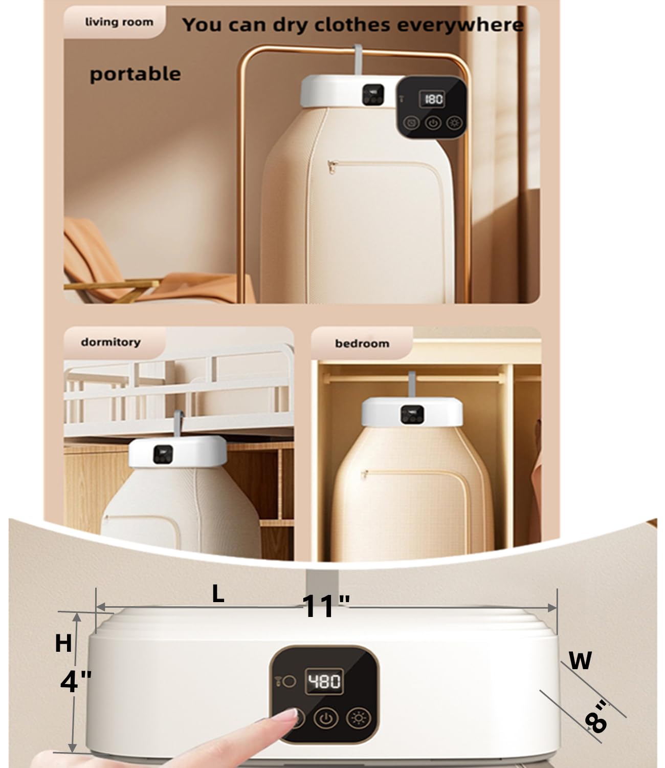 GDXIEDING Portable Clothes Dryer, Mini Portable Dryer Machine for Laundry Apartments and Travel,RV, Home