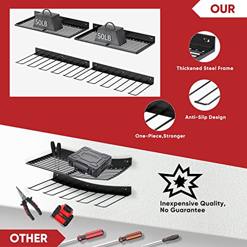 Doozx Power Tool Organizer, Drill Holder, Power Tool Organizer Wall Mount, Power Tool Storage, Heavy Duty Drill Holder Wall Mount, Drill Storage Rack For Garage, Solid Metal Black 2 pack 4 set