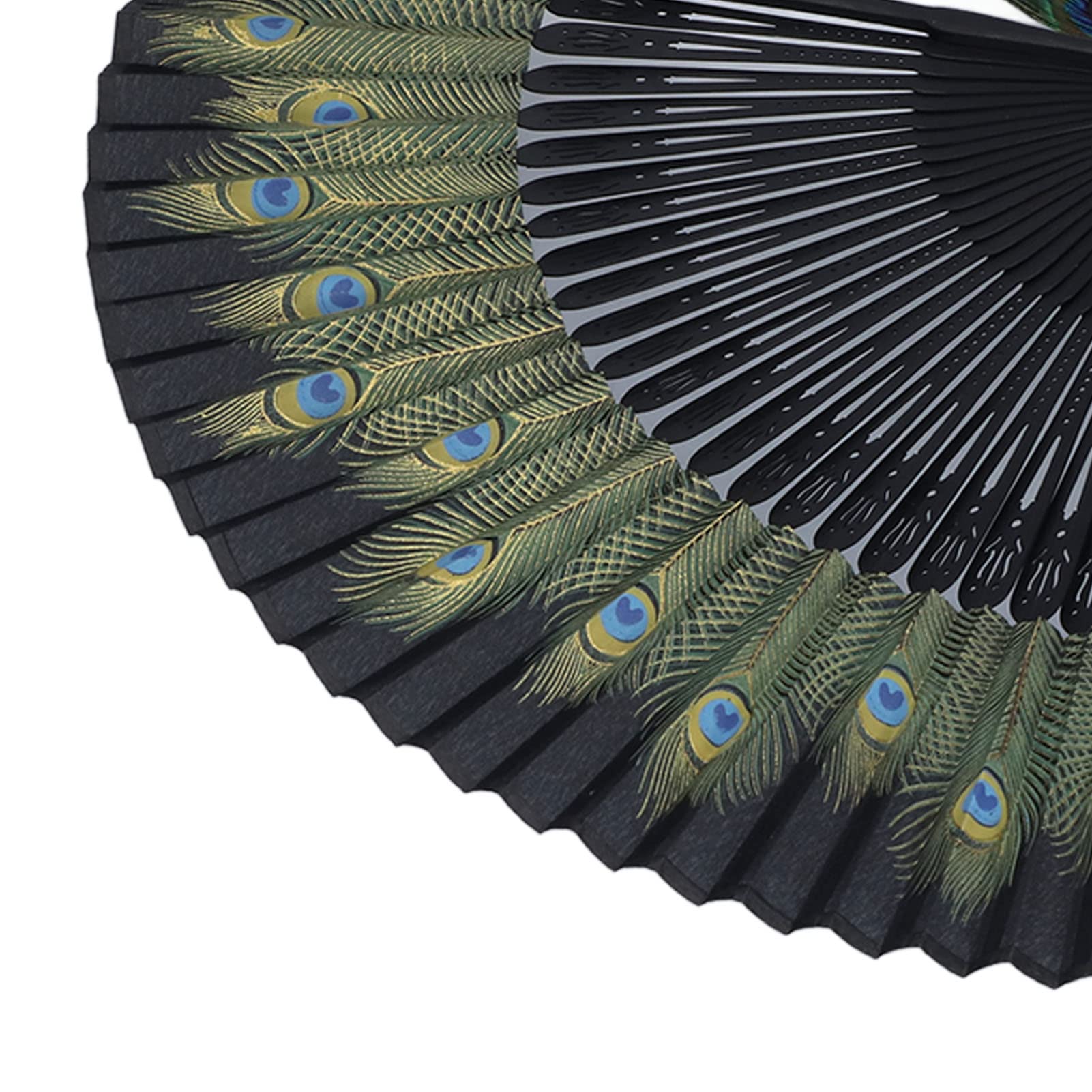 Chinese Fan, Foldabe Portable Hand Fan Elegant Attractive Black Bones for Dance Performance for Clothes Decoration