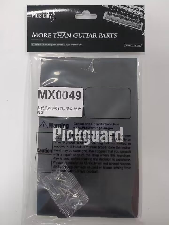Musiclily 6 Hole Guitar Strat Back Plate Tremolo Cover Backplate for Fender USA/Mexican Standard Stratocaster Modern Style, 1Ply Chrome Mirror Acrylic