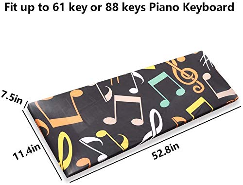 Piano Keyboard Cover,Stretchable Dust-proof Piano Cover with Adjustable Elastic Band for Electronic Keyboard,Digital Piano Keyboard Bags Cases Covers with Music Symbol Print, Suit for 61/88 Keys.