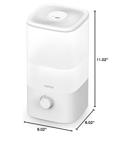 raydrop Cool Mist Humidifier, 2.5L Essential Oil Diffuser for Bedroom Nursery,Home and Office, Adjustable Mist,Auto Shut-Off, Easy to Clean,Dial Knob