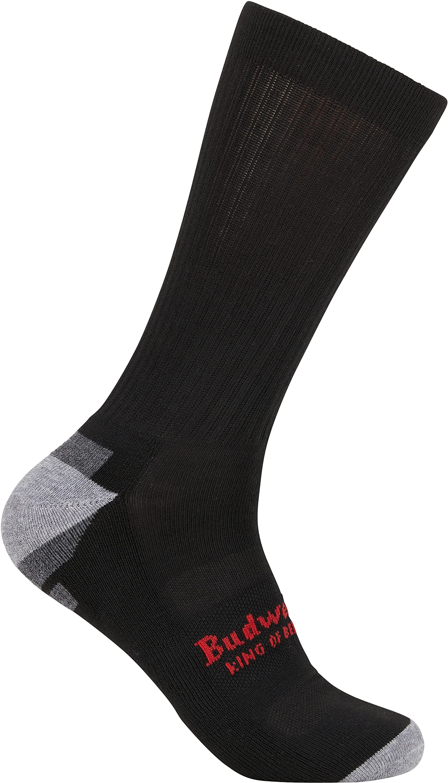 Budweiser Mens 10 Pair Pack Athletic Crew Cushion Socks - One Size Fits All Black/Grey/White