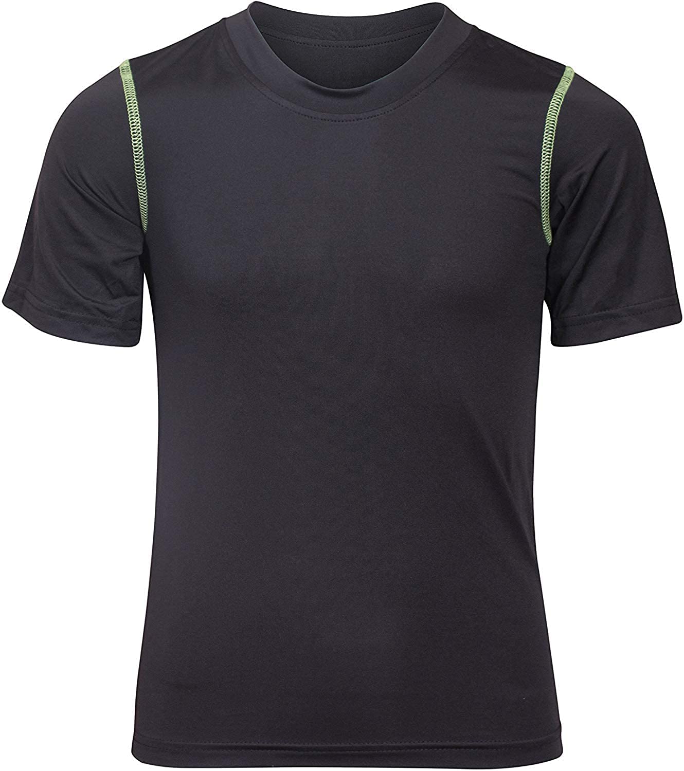 Black Bear Boys’ Athletic T-Shirt – 4 Pack Active Performance Dry-Fit Sports Tee (4-18), Size 12-14, Black/Red/Black/Green
