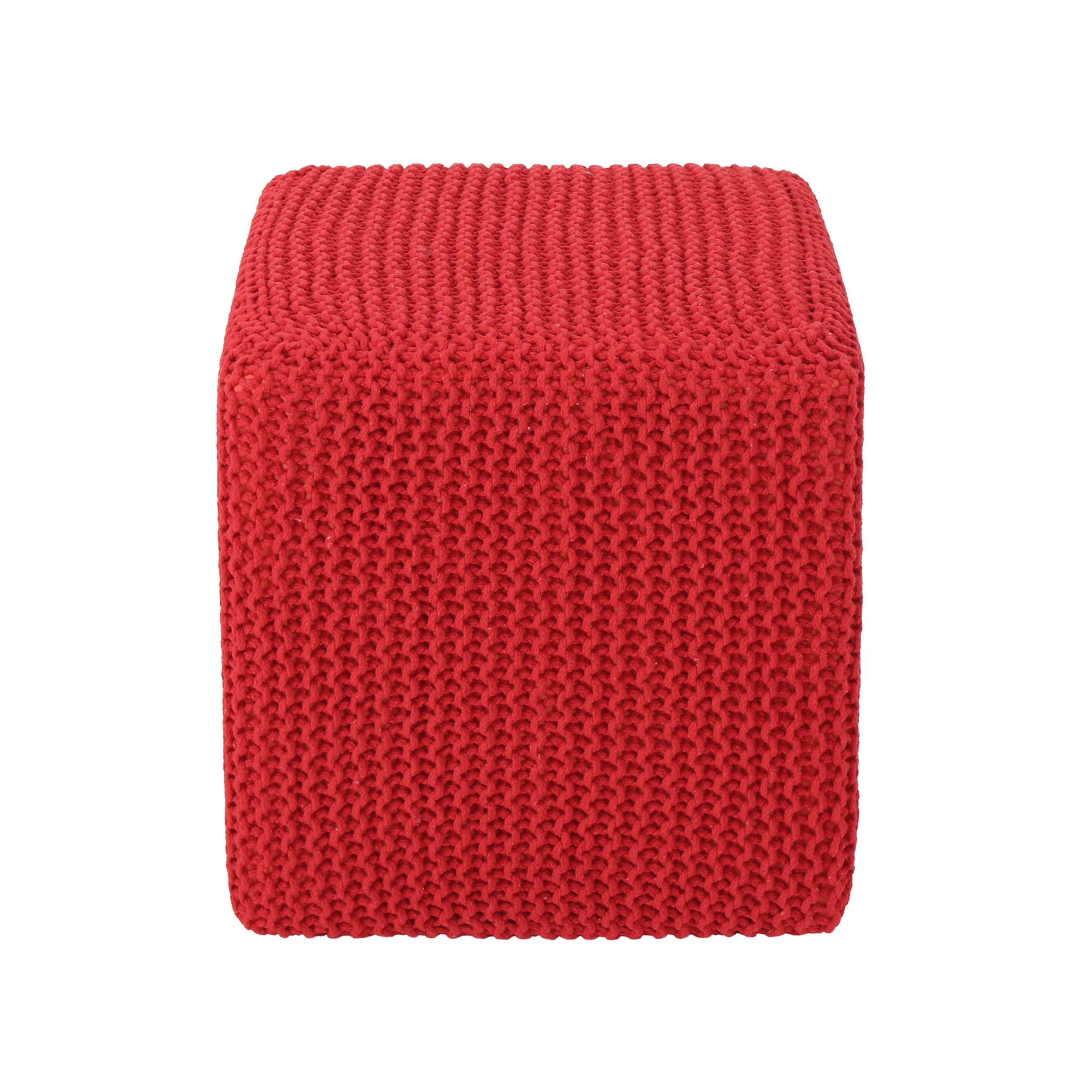 Christopher Knight Home Scott Knitted Foot Stool, Gray, Red