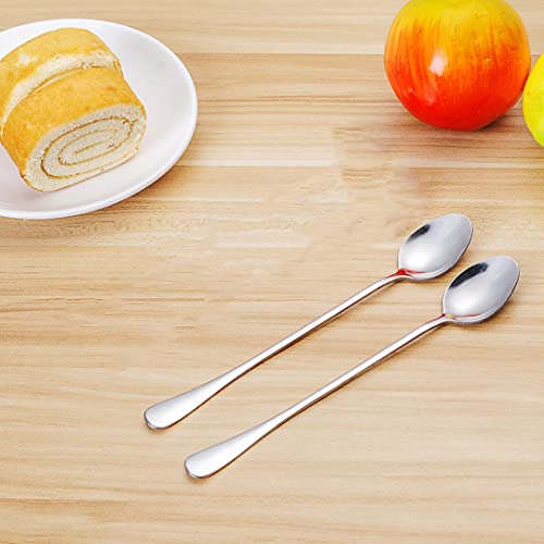 Long Handle Spoons,7.6-inch Ice Tea Spoon, Coffee Stirrers,Ice Cream Spoon, AXIAOLU Premium Stainless Steel Coffee Spoons, Cocktail Stirring Spoons, Set of 4(Silver)