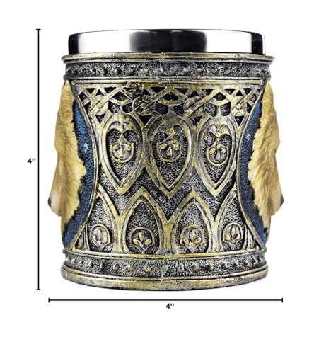 EZESO Stainless Steel Wolf Mug, Resin 3D Wolf Coffee Cup Stainless Steel Travel Tea Wine Beer Mugs (Wolf Mug)