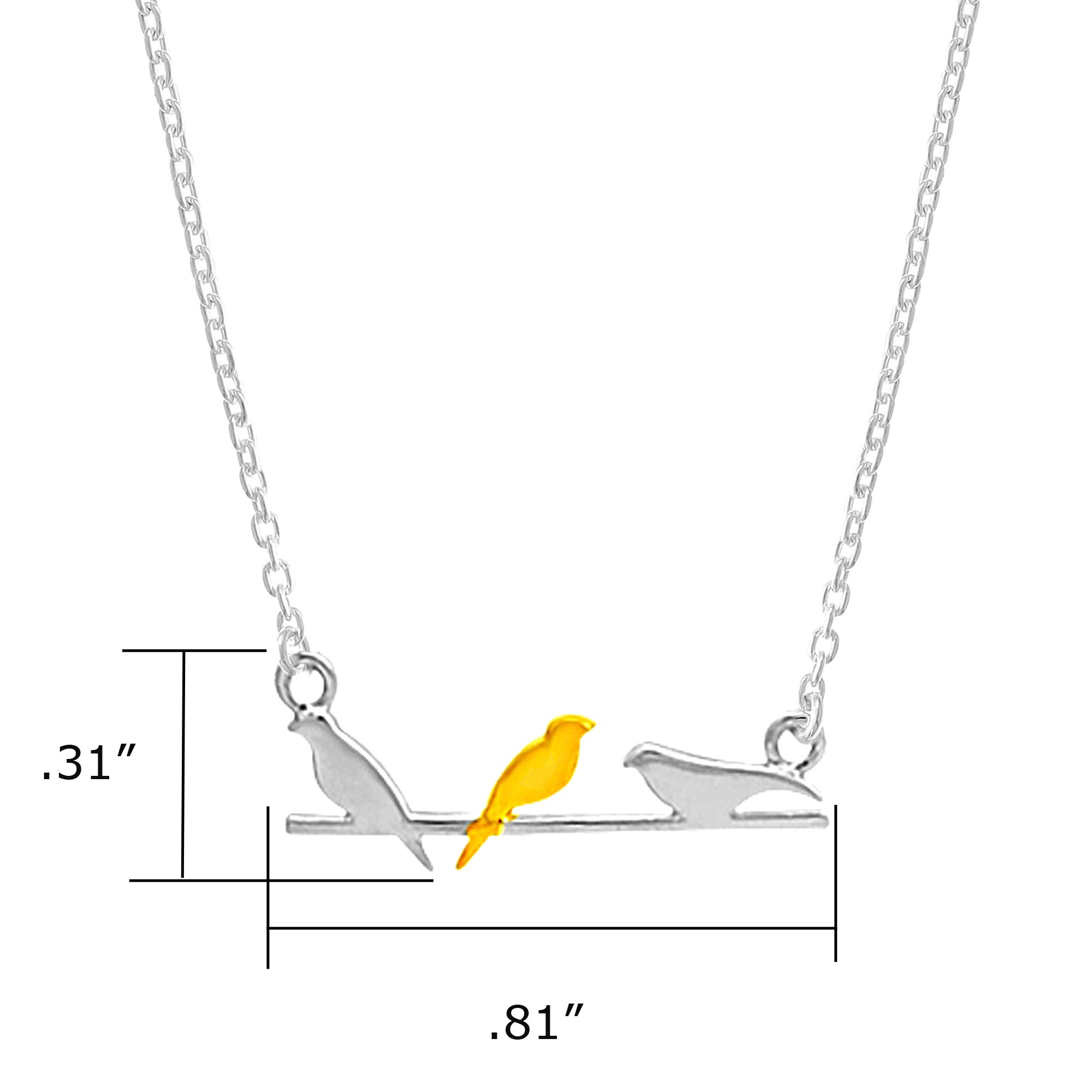 Boma Jewelry Sterling Silver Birds On A Wire 14 KT. Gold Vermeil Necklace, 18 Inches