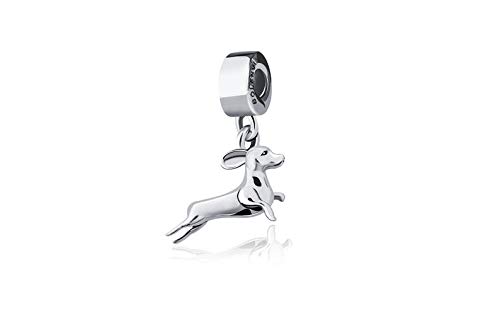 BOLENVI Dachshund Wiener Hound Dog 925 Sterling Silver Dangle Pendant X Charm Bead For Pandora & Similar Charm Bracelets or Necklaces