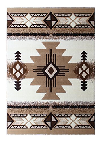 South West Native American Area Rug Design C318 Ivory (5 Feet X 7 Feet)