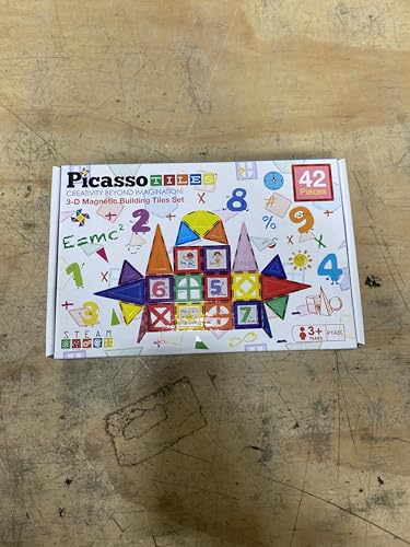 PicassoTiles Magnetic Building Blocks with Tiles and Click-in Educational Graphic Arts Magnet Construction Toy Set STEM Learning Playset Child Brain Development Stacking Playboard