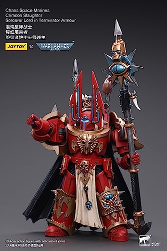 JoyToy Warhammer 40K: Chaos Space Marines Crimson Slaughter Sorcerer Lord in Terminator Armour 1:18 Scale Figure