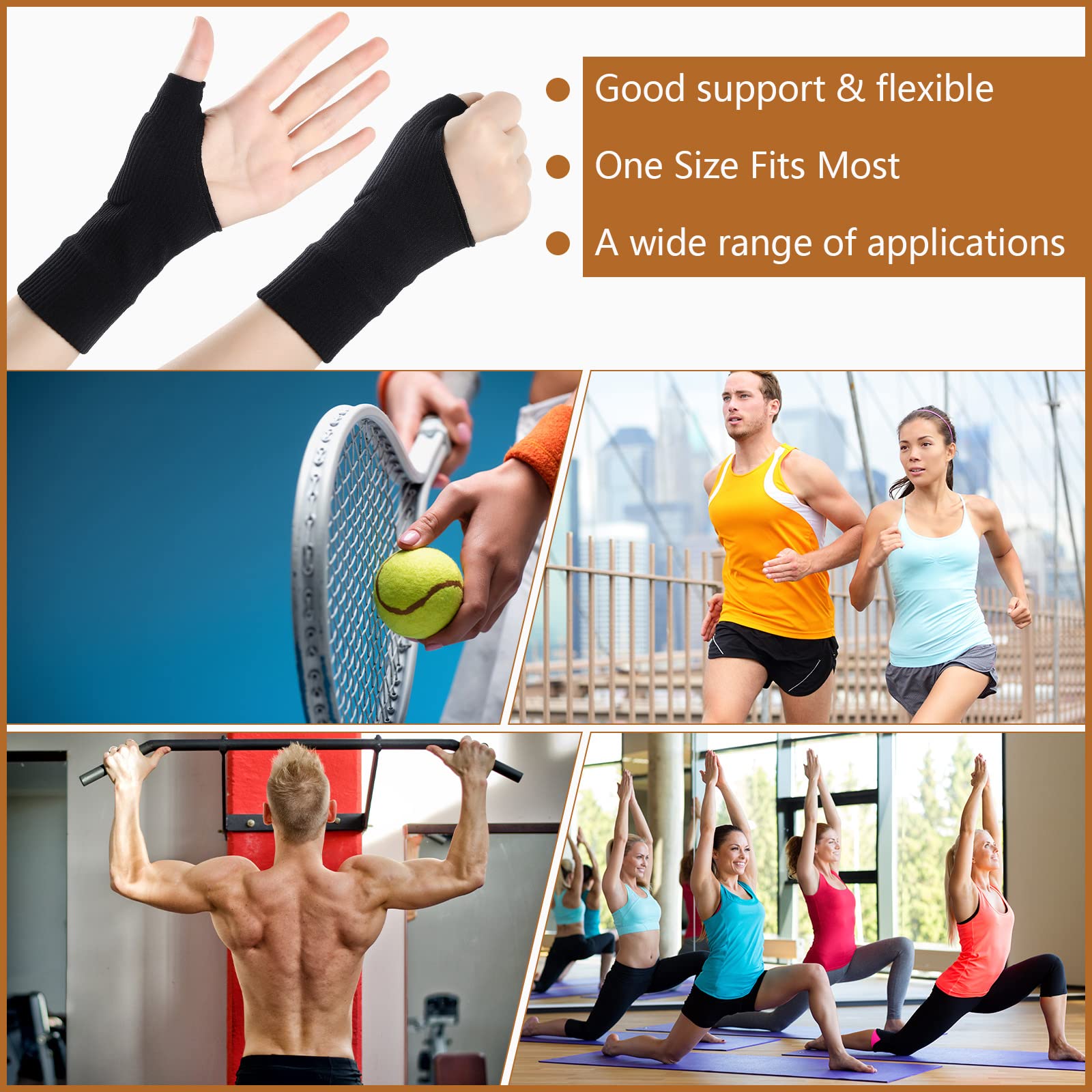 Chivao 3 Pairs Thumb Compression Gloves Wrist Brace Gloves Wrist Support Fingerless Glove Thumb Arthritis Compression Sleeve with Gel Pad for Wrist Joint Relieve Pain