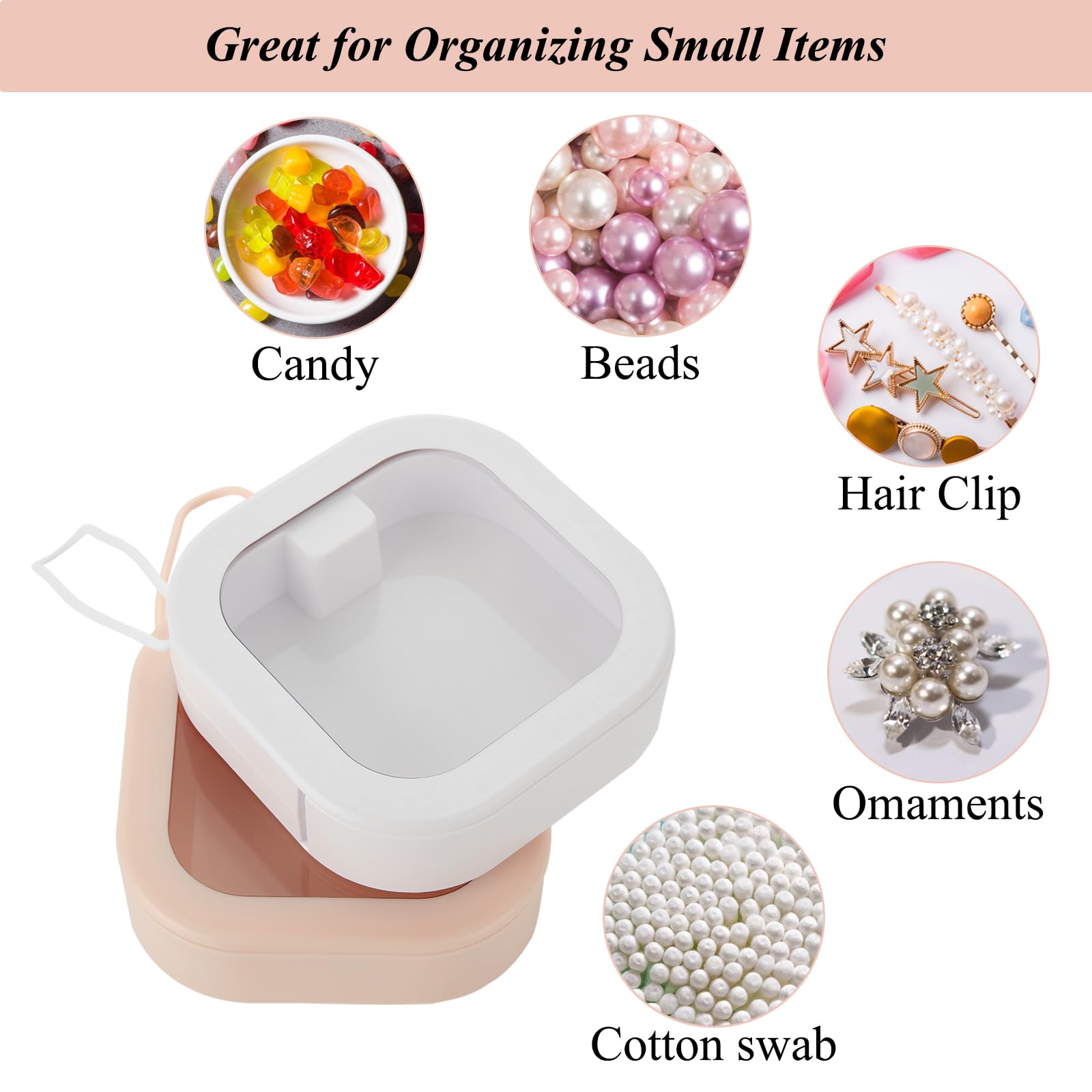 GBACHOOSE 6PCS Hair Tie Organizer, Small Portable Hair Tie Holder Hair Tie Container, Stackable Hair Tie Holder Hair Tie Storage Hair Tie Organizer Travel(Pink & White)