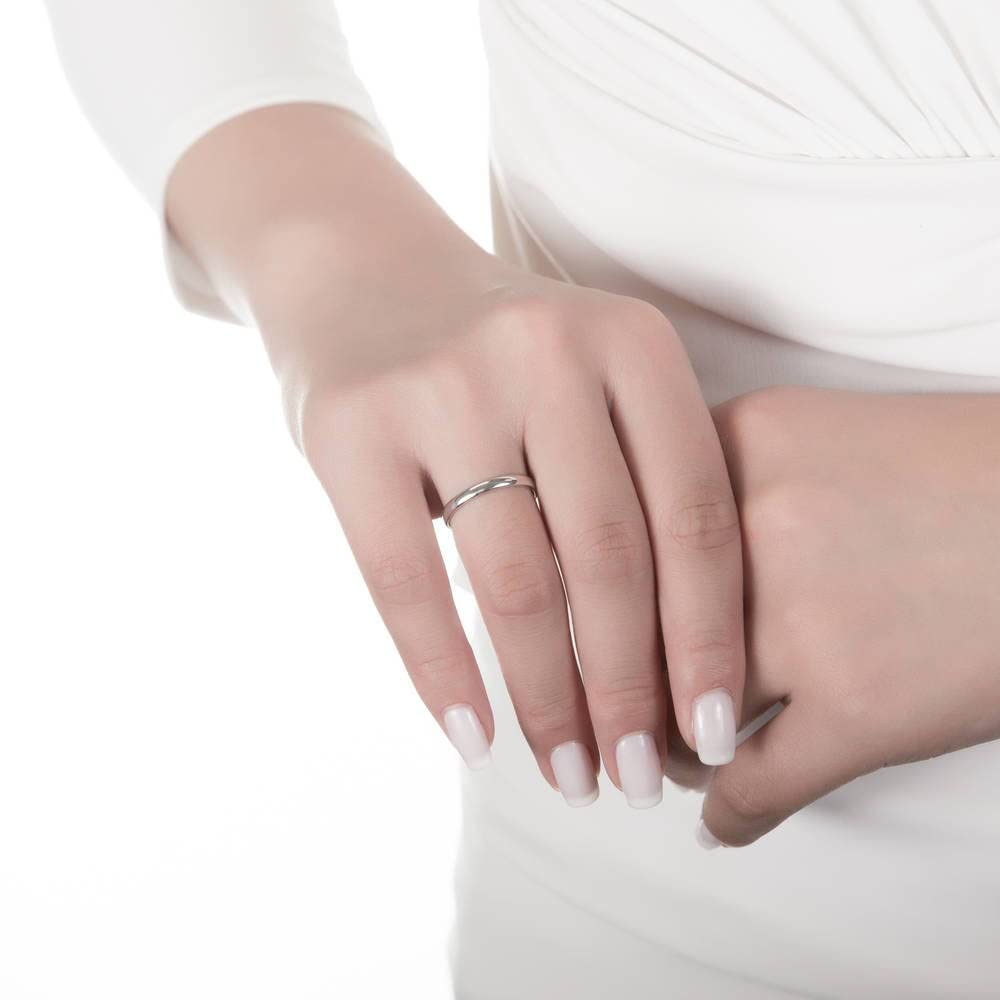 BERRICLE Sterling Silver Wedding Rings Band for Women, Rhodium Plated Size 8
