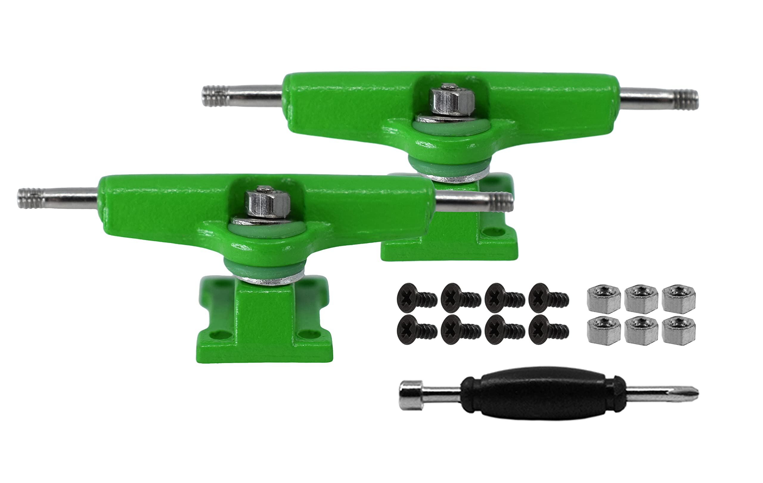 Teak Tuning Fingerboard Mini Trucks with Standard Tuning, Green - 29mm Width - Tuned & Assembled