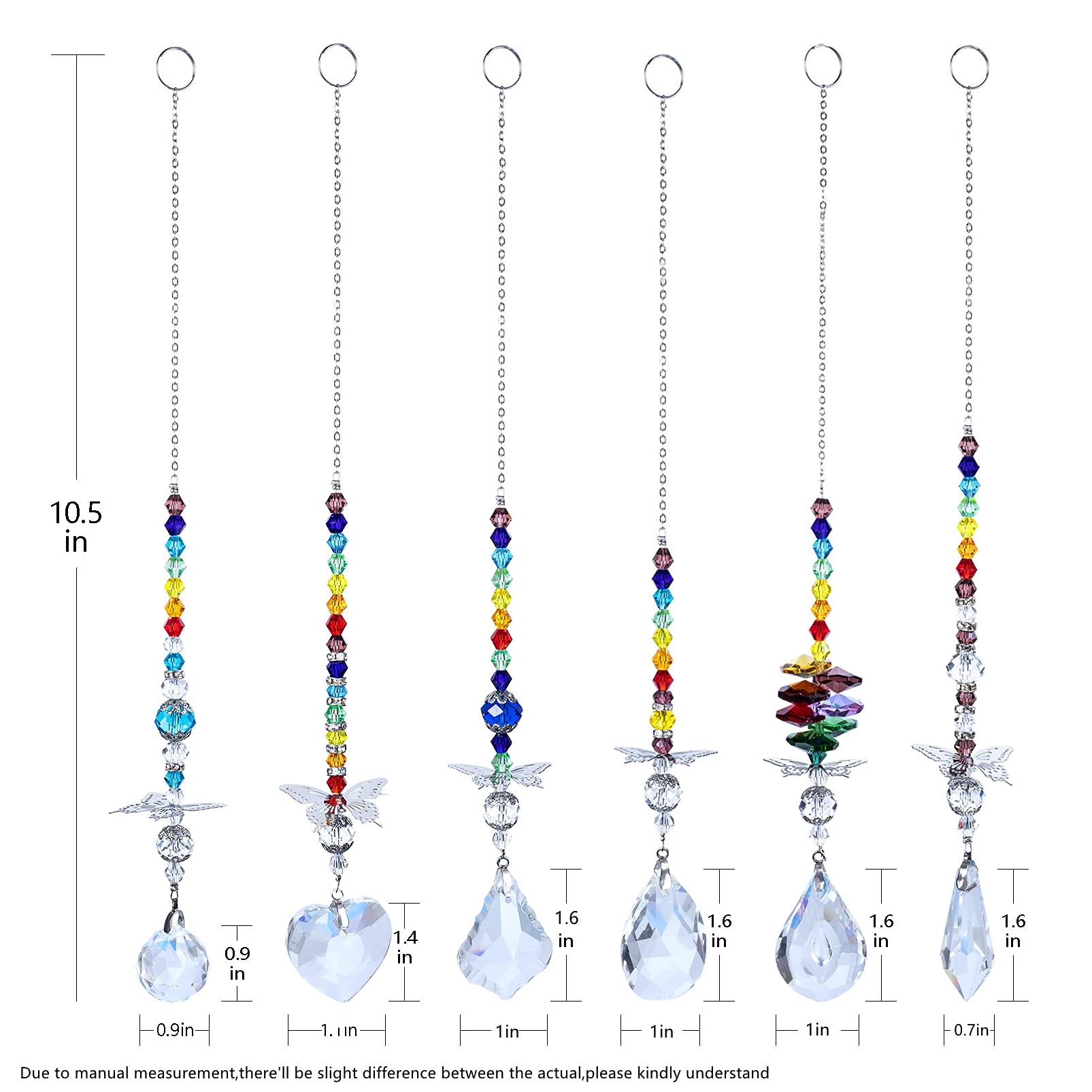 Crystals Ball Prisms Sun Catcher for Window Rainbow Maker with Butterfly Hanging Ornament for Home,Office,Garden Decoration, Pack of 6 Gift for Mother and Friend