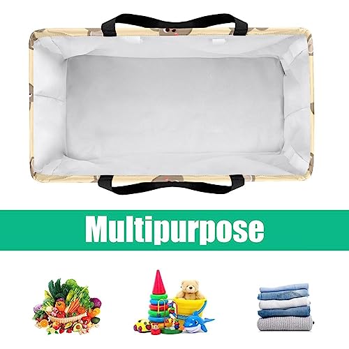 Funny Animal Print Large Capacity Laundry Organizer Tote Bag - Reusable and Foldable Oxford Cloth Shopping Bags