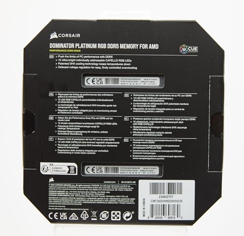 CORSAIR DOMINATOR PLATINUM RGB DDR5 32GB (2x16GB) DDR5 6000MHz CL36 AMD EXPO Intel XMP iCUE Compatible Computer Memory – Gray (CMT32GX5M2D6000Z36)