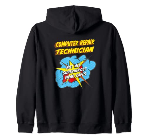 Computer Repair Technician Funny Superhero Job Zip Hoodie