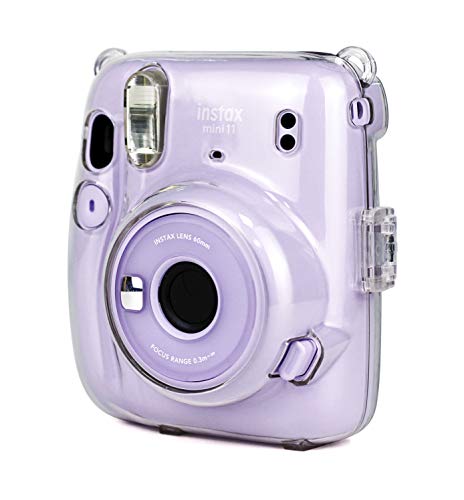 EpicGadget Case for Fujifilm Instax Mini 11 - Clear Hard PVC Protective and Portable Camera Cover with Detachable Adjustable Shoulder Strap