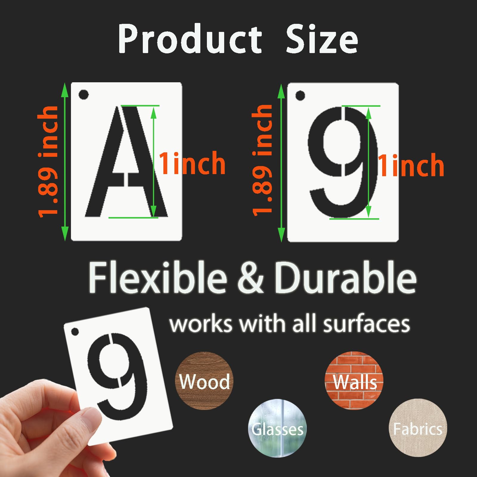 BAMIDELE 3 Inch Letter Stencils and Numbers, 45 Pcs Plastic Alphabet Stencils, Reusable Spray Paint Lettering Drawing Template for Painting on Wood, Wall, Fabric, Rock, Chalkboard, Signage