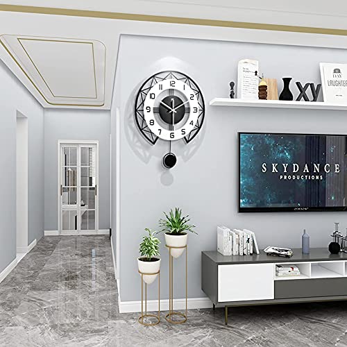 JUJUDA Large Wall Clock for Living Room Decor Modern Silent Pendulum Wall Clock for Home House Kitchen Bedroom Decorative Big Wall Clock Non Ticking Battery Operated Quartz for Indoor Bathroom 17 Inch