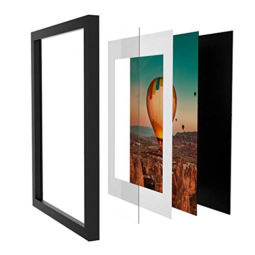 Beyond Your Thoughts 11"X14" Real Wood + Real Glass (Hang/Stand) Black Picture Photo Frame with Matted for 8"X10" or 9"x12" Photo for Wall and Table Top-Mounting Hardware Included(1 Pack)