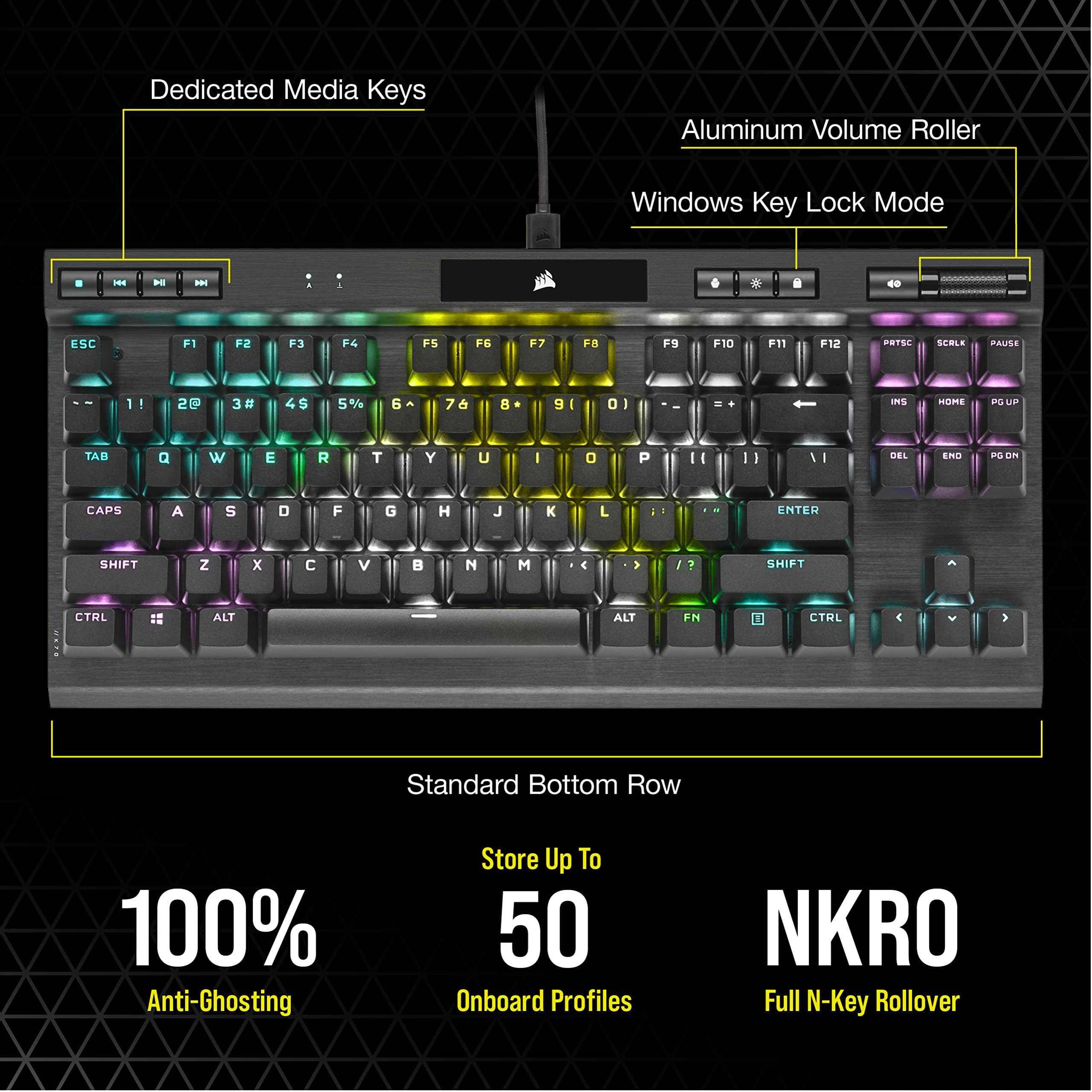Corsair K70 RGB TKL CHAMPION SERIES Mechanical Gaming Keyboard — CHERRY MX Blue