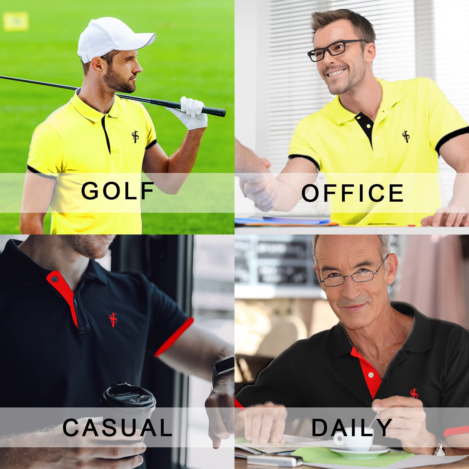 CEHT Mens Polo Shirts Long Sleeve Cotton Golf Shirts for Men Slim Fit Casual Tops Navy