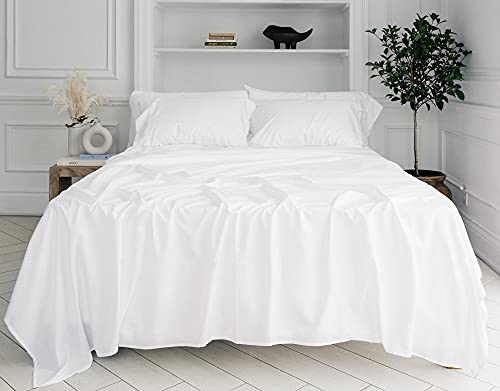 Everspread Bed Linen Set, (4 Piece Sheet Set), Full Size, White. Ultra-Soft & Breathable. Luxury Bedding. Deep Pockets - Fits Mattresses up to 16 inches. Wrinkle & Fade Resistant