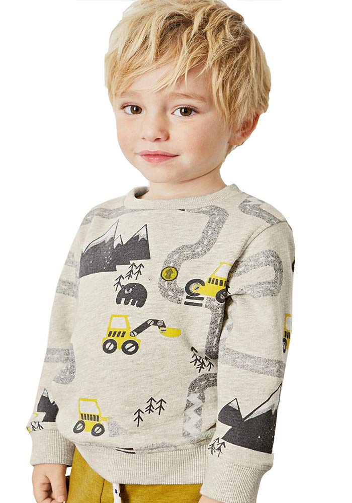Bumeex Toddler Boys Sweatshirts Clothes,Cotton Crewneck Long Sleeve Shirt Outfits Excavator 4T