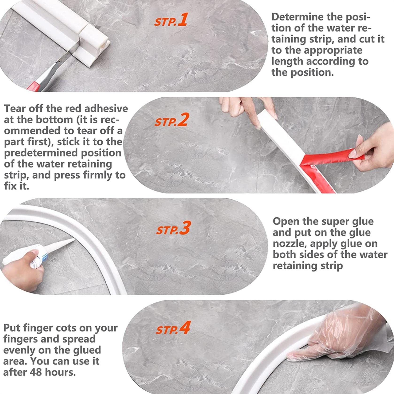 KFJZGZZ Shower Threshold Water Dam Collapsible Bath Shower Barrier,Dry and Wet Separation Water Barrier for Bathroom Kitchen Sink and Keeps Water Inside Threshold