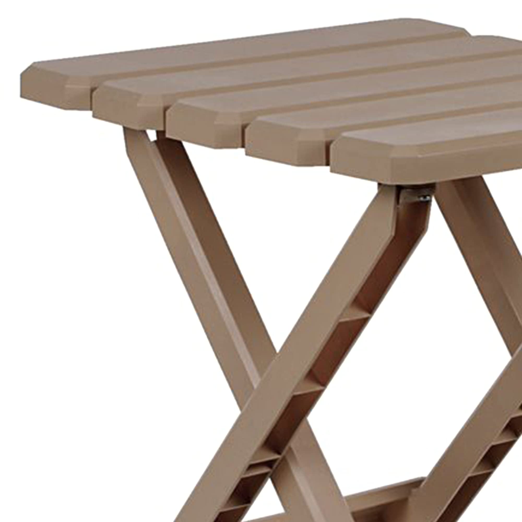Camco Adirondack Portable Outdoor Folding Side Table-Perfect for The Beach, Camping, Picnics, Cookouts and More-Weatherproof and Rust Resistant-Taupe (21045)