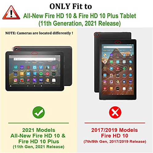LTROP Kids Case for Fire HD 10 and Fire HD 10 Plus (11th Generation, 2021 Release) 10.1-Inch with Shoulder Strap, Light Weight Shockproof Kid-Proof Handle Stand Cover Case for Fire HD 10 2021, Blue