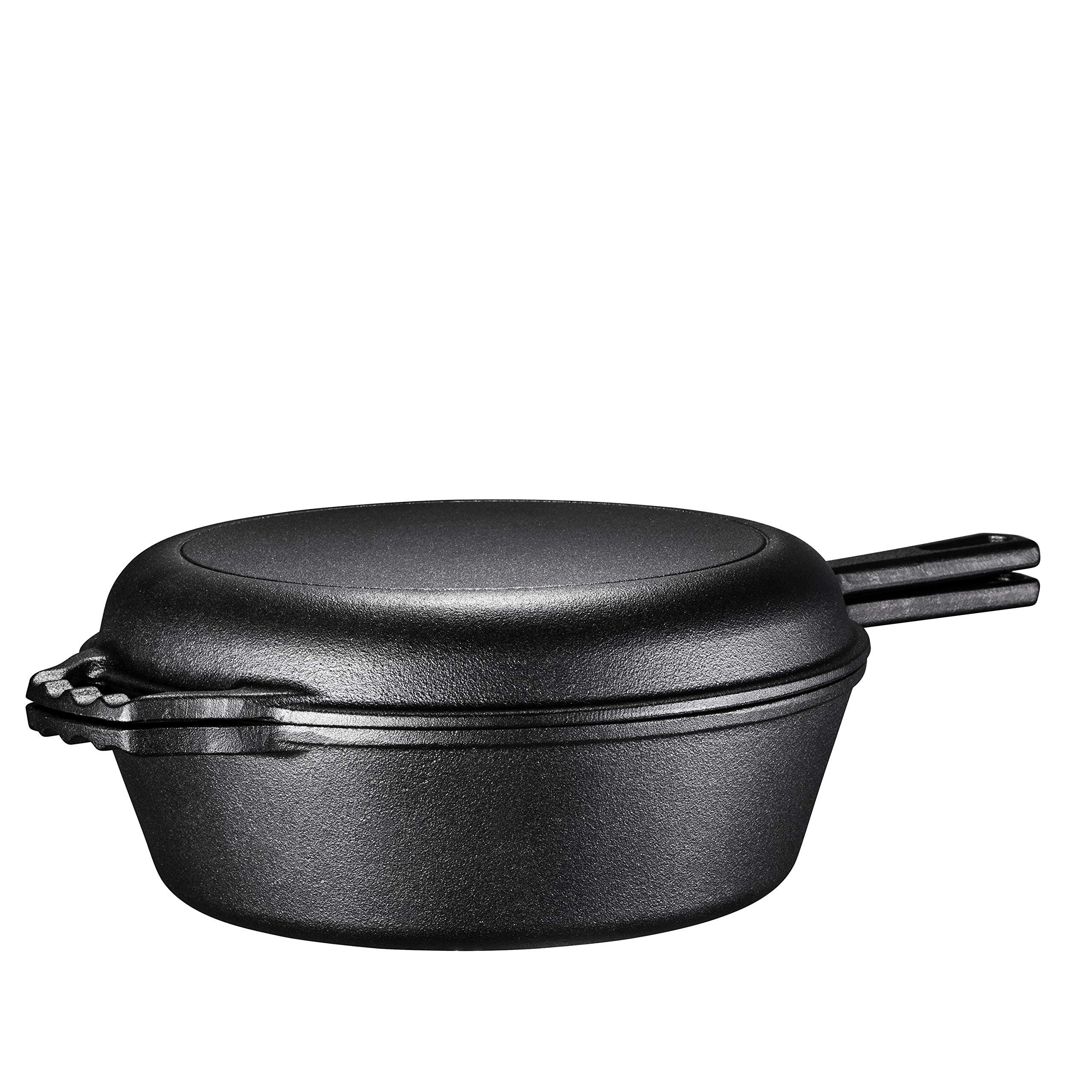 Bruntmor Cast Iron Skillet - Cast Iron Pots and Pan Sets - 3 Quart Pre-seasoned Cast Iron Dutch Oven - Deep Pot with Handle and Frying Pan Bundle - Kitchen Cookware For Indoor Or Outdoor Camping