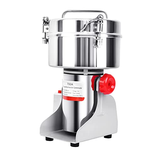 Samger 70-300 Mesh Electric Grain Miller Grinder 700g 1800W Stainless Steel High Speed Spice Grinder Pulverizer 28000RPM Commercial Powder Machine for Coffee Bean Nut Herb Wheat Pepper
