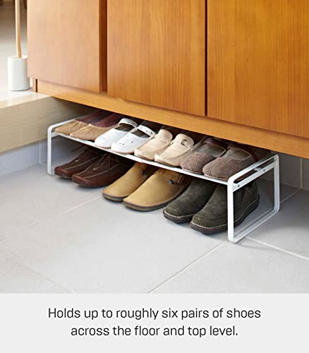 Yamazaki Home Adjustable Shoe Rack-Spacesaving Storage Solution, One Size, White