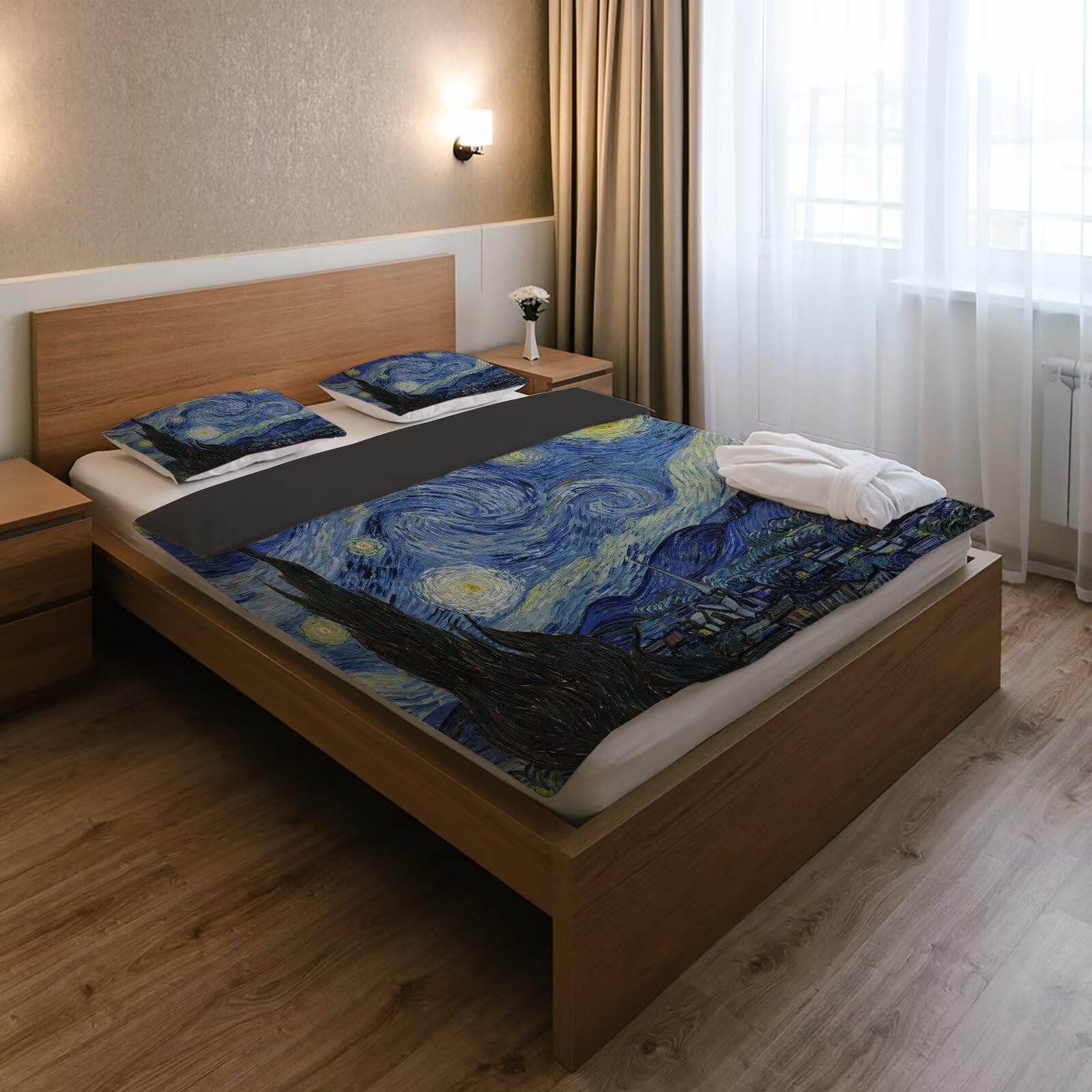 Gearider Starry Night Comforter Cover 3 Pcs Van Gogh Artwork Duvet Covers Bedspread Abstract Bedding Set Twin Size Bed Set (1 Duvet Cover 2 Pillowcases)