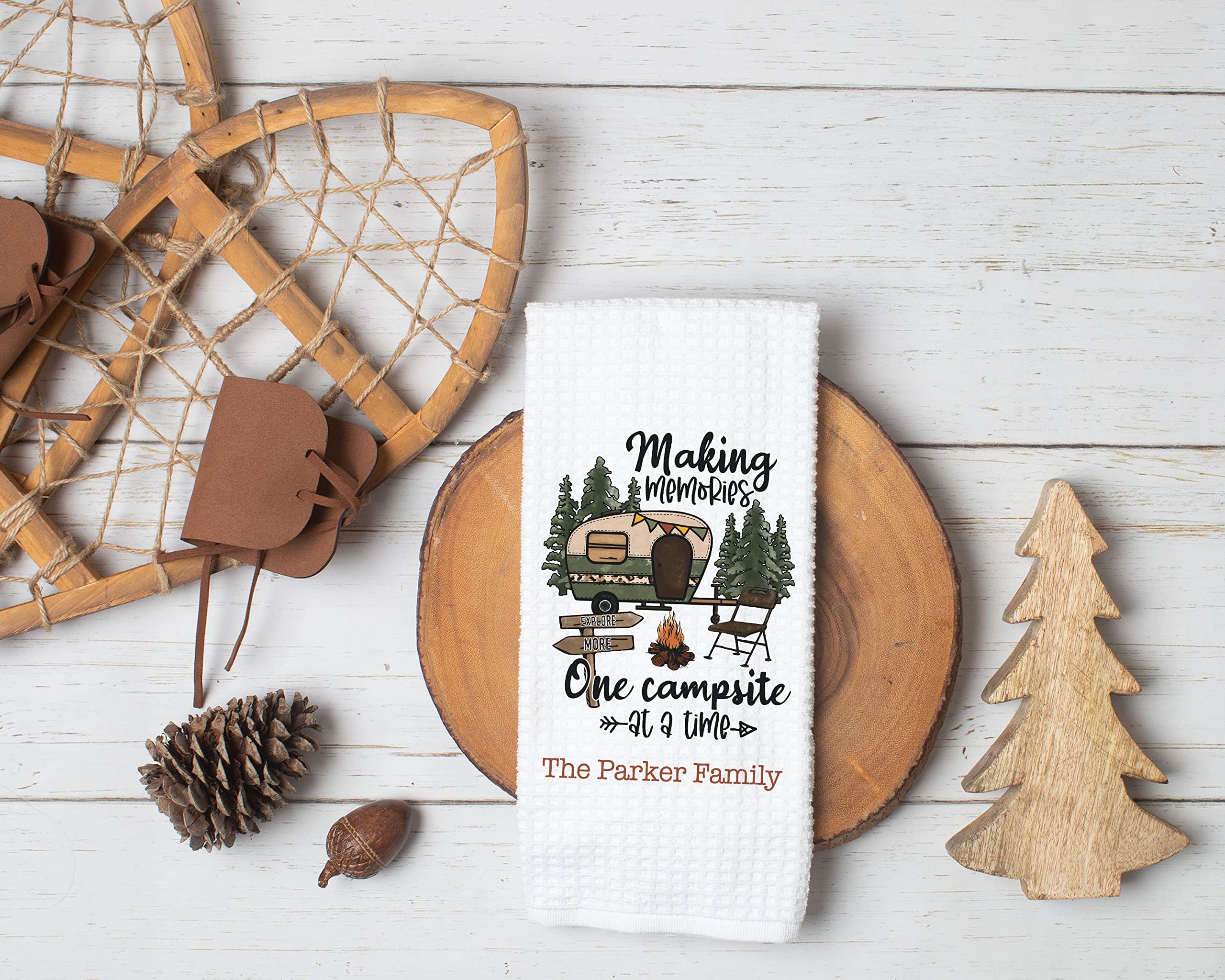 CANARY ROAD Personalized RV Camping Dish Towel | Making Memories Towel | Travel Trailer Gift | Camper Accessories | Dish Towel | Camper Decor