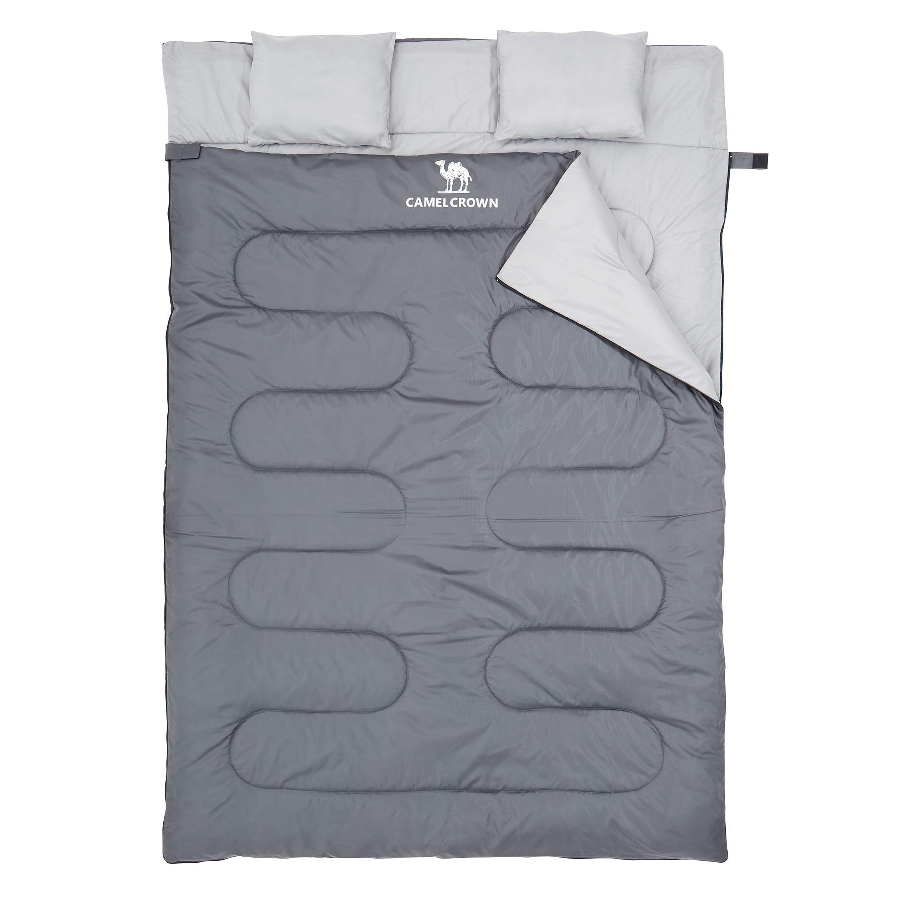 CAMEL CROWN Double Sleeping Bag - 4 Seasons Warm Cold Weather, Portable, Backpacking Hiking Camping Bag with Pillow for Camping & Adventures
