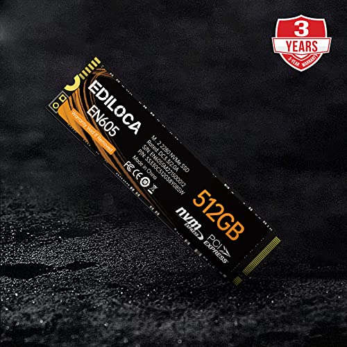 Ediloca 512GB NVMe SSD 3D NAND1.3 PCIe Gen3x4 M.2 2280 Internal Solid State Drive (Read/Write Speed up to 2,150/1,300 MB/s) Compatible with Laptop & Desktop