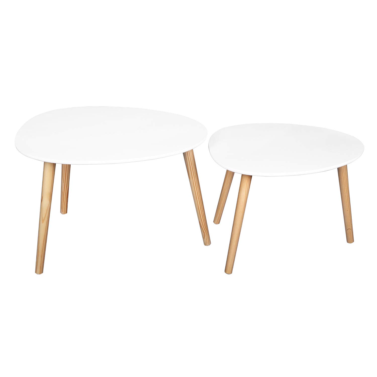Bonnlo Nesting Tables Stacking Coffee/Side/End Tables for Living Room, Home and Office, Set of 2, White